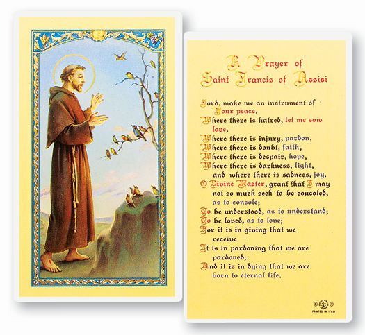 A Prayer Of Saint Francis Of Assisi Laminated Prayerholy Card 25 Pc St Andrews Book